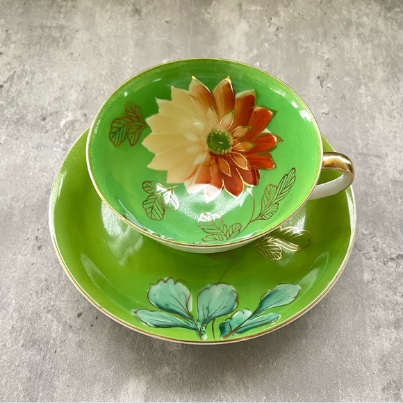 Dining | Vintage 1951 Taiyo China Occupied Japan Green Floral Tea Cup ...